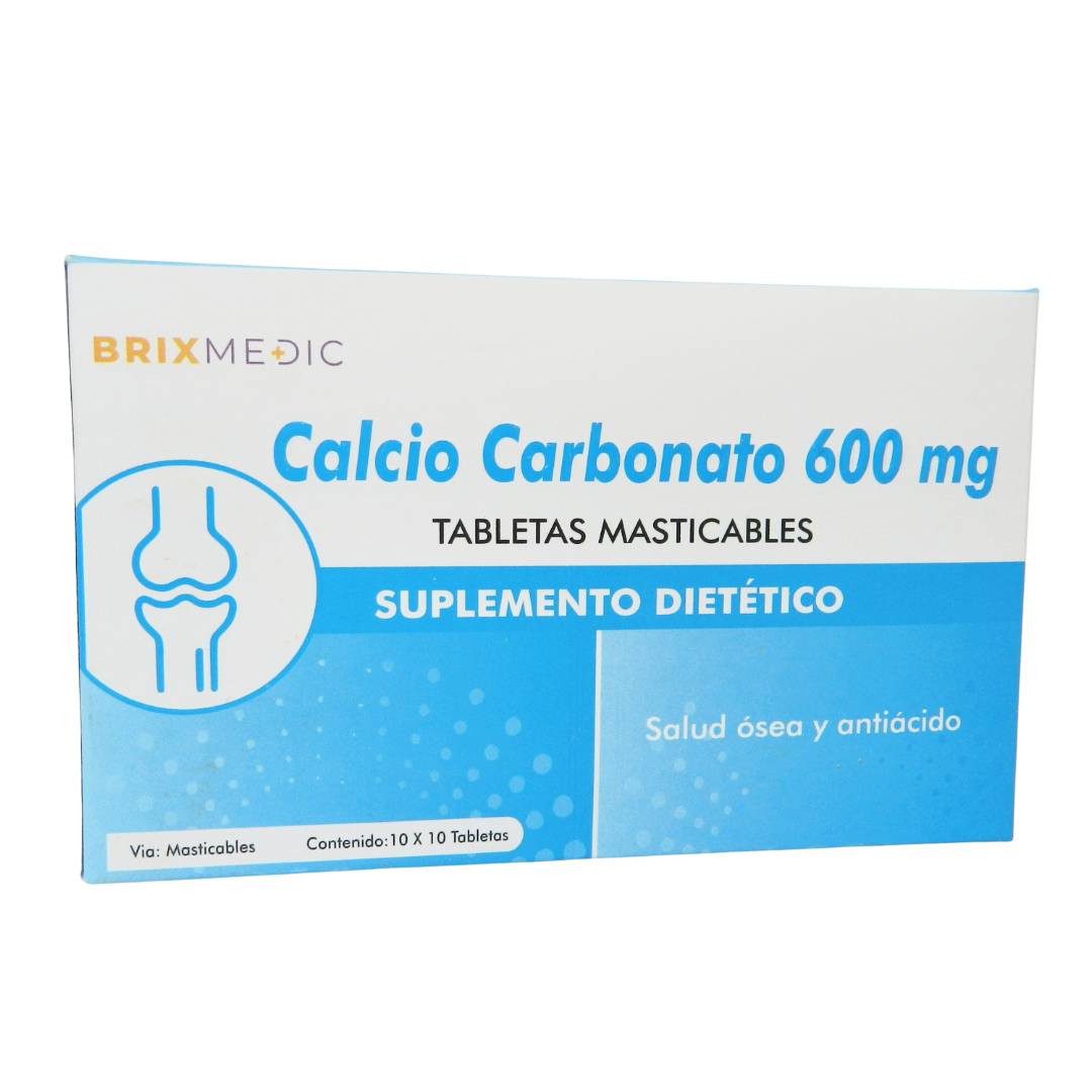 CALCIO CARBONATO 600 MG TABLETAS MASTICABLES | Brix Medic - Productos ...